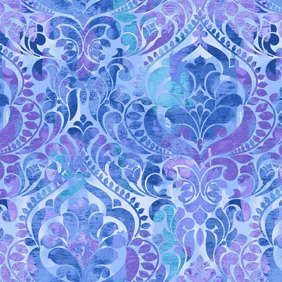 118" Wide Quilt Backing You Damask! Blue Violet – Remnant 74″ × 108 ...