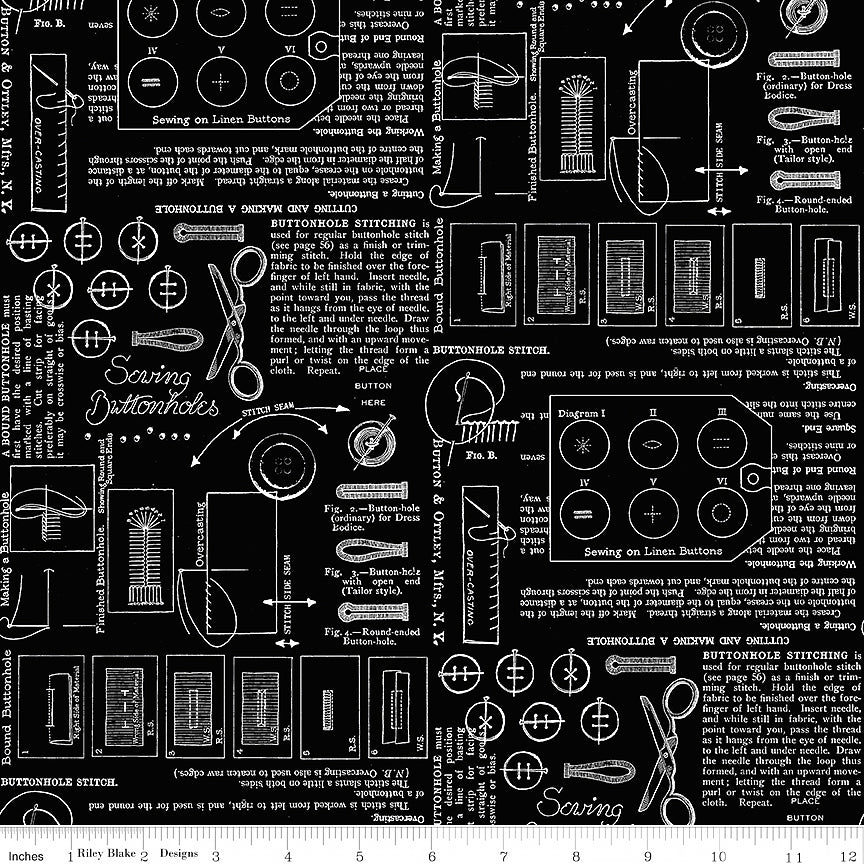 Sew America Sewing Notes Black – Riley Blake – Fort Worth Fabric Studio