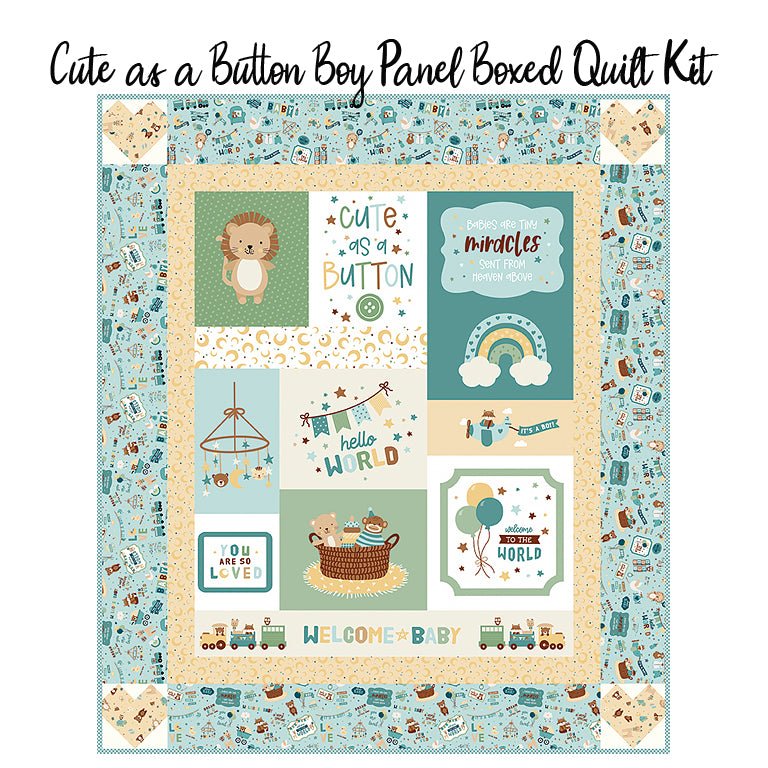 Cute as a Button Boy Panel Boxed Quilt Kit with Baby Boy from Riley ...