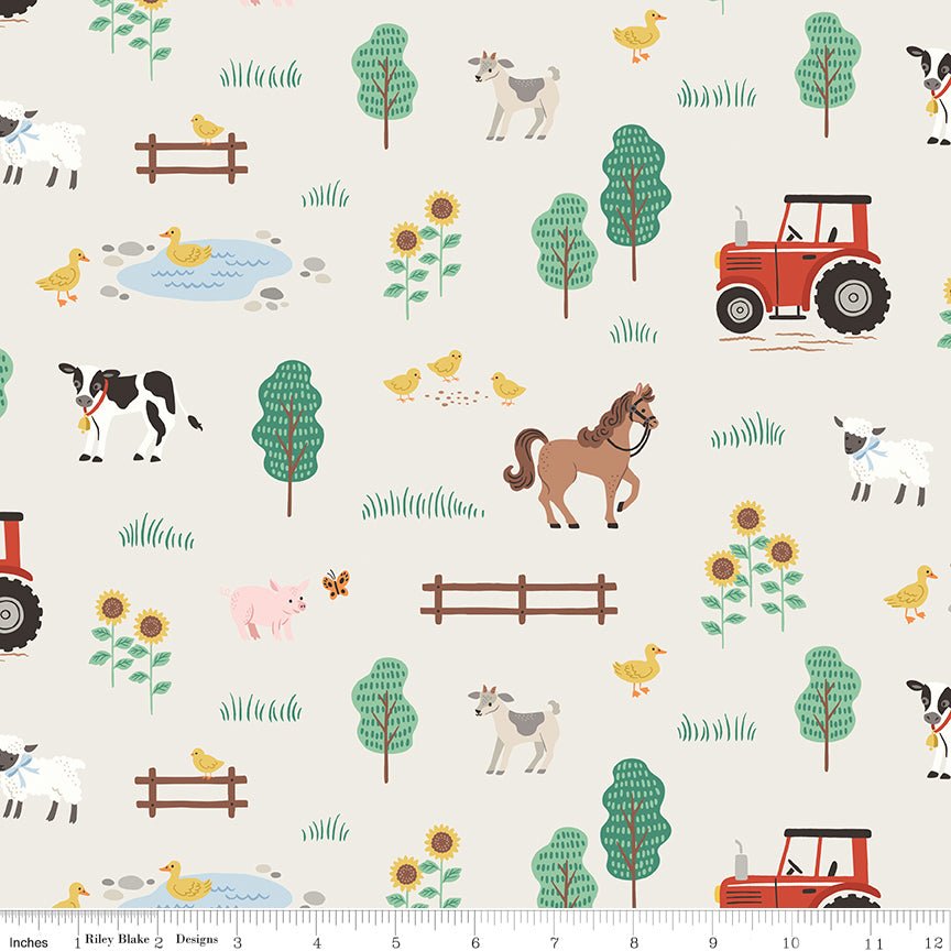 Designer Flannel On the Farm Main Off White – Fort Worth Fabric Studio