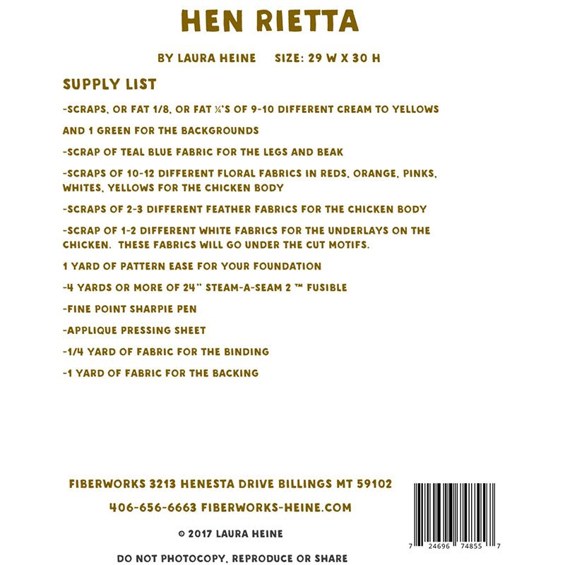 Hen Rietta Collage Pattern by Fiberworks Inc – Fort Worth Fabric Studio