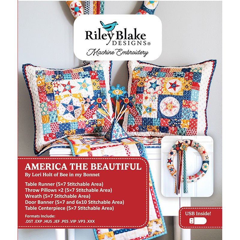 Machine Embroidery USB America the Beautiful by Lori Holt for Riley Bl ...