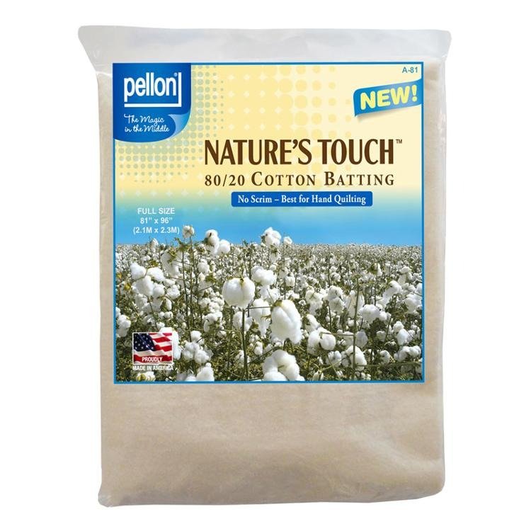Nature's Touch 80/20 Cotton/Polyester Batting FULL Size 81 X 96 by Pel ...