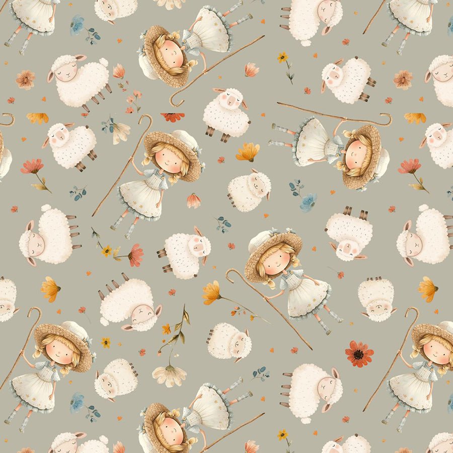 Nursery Rhyme Time Little Bo Beep Light Gray from Blank Quilting – Fort ...